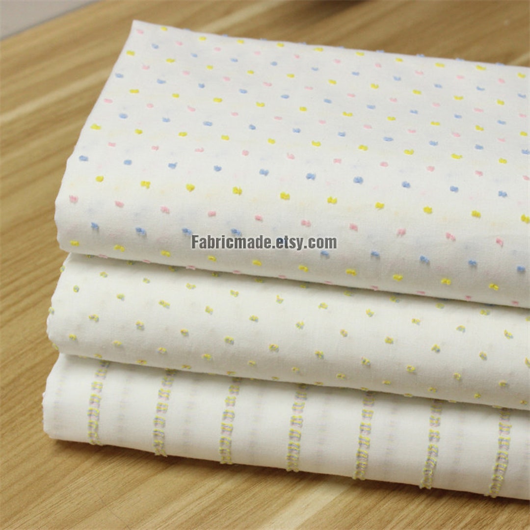 Tiny Jacquard Dots Cotton Fabric Pastel Polka Dots Stripes Cotton - 1/2 ...