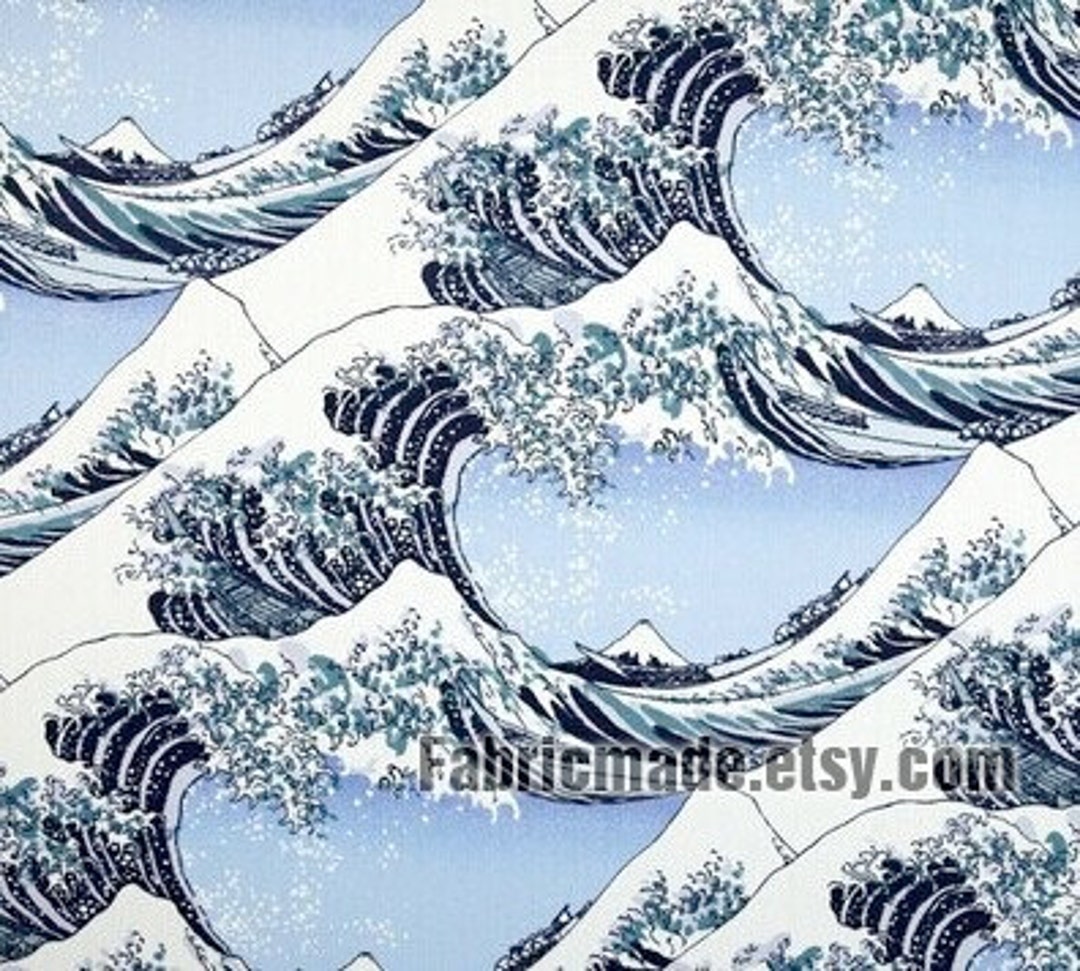 Cotton Fabric With Blue Sea Wave Hokusai‘s Wave - 1/2 Yard - Etsy