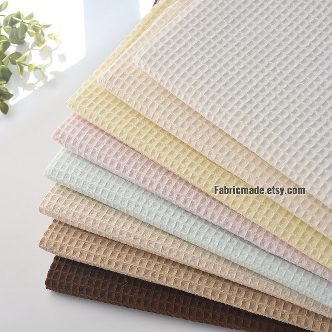 20 Colors - WAFFLE Cotton Fabric, Waffle Weave in Pale Blue Pink Beige ...