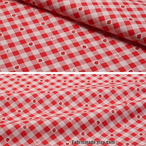 Red Strawberry Gingham Check Cotton for Quilting Clothing- 1/2 Yard - Etsy