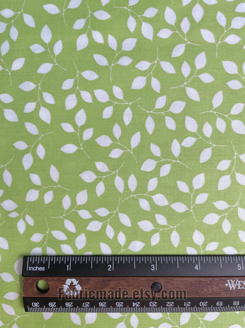 Spring Green Cotton Fabric, Plaid Stripe Leaf Print, Quilting Fabric - Etsy