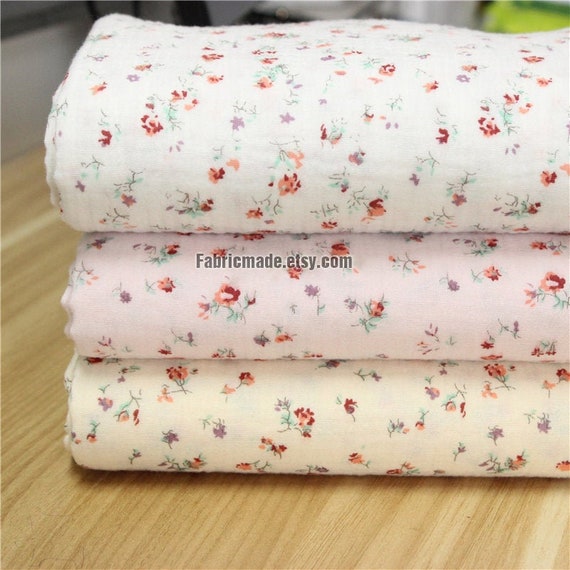 Mini Rose Floral Double Layers Cotton Crinkle Gauze Fabric for - Etsy