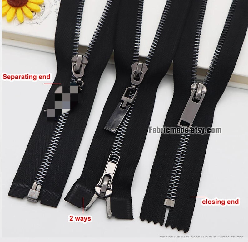 Gunmetal Black Metal Zipper, #5 Brass Teeth, Jacket & Chaps (select ...