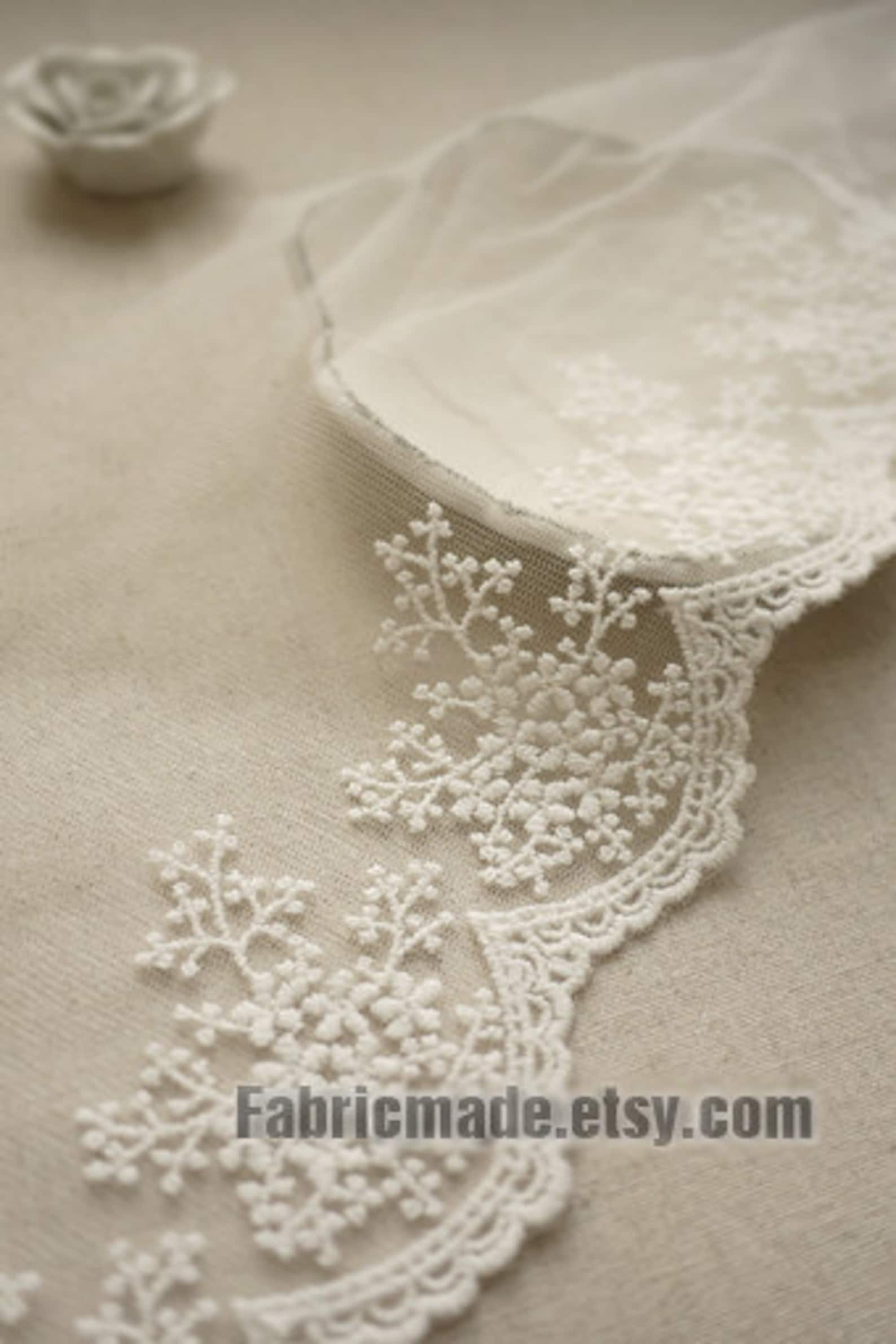 White Embroidery Lace Trim Bridal Lace Wedding Lace Floral - Etsy