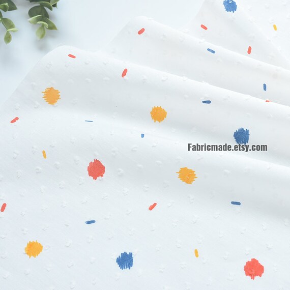 Colorful Spots on off White Cotton Fabric Jacquard Dots 1/2 - Etsy