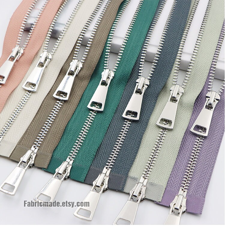 21 Colors - Long Silver Teeth Heavy Zippers, Two Ways Metal Zippers for ...