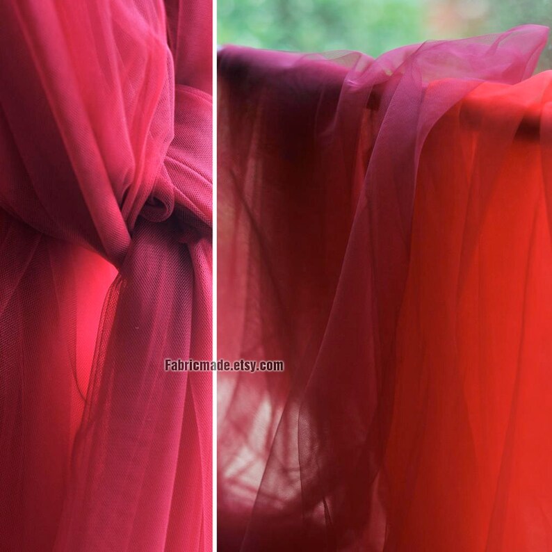 Super Transparent Red Burgundy Red Netting Fabric for Creative Designer ...