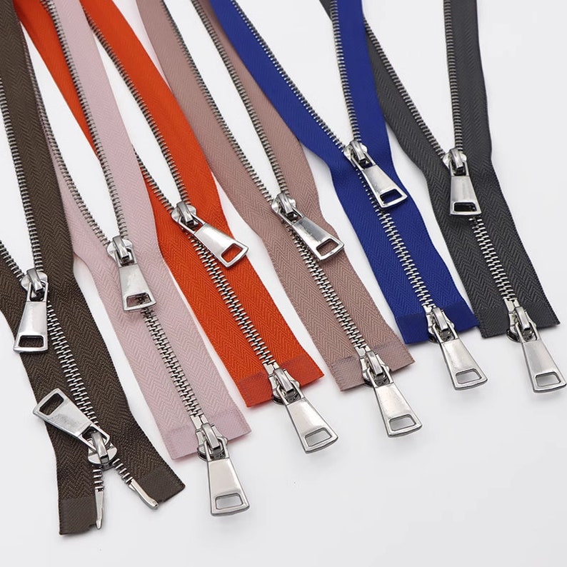 21 Colors - Long Silver Teeth Heavy Zippers, Two Ways Metal Zippers for ...