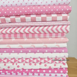 Pink Bundle Fabric Light Pink Fabric Pink Cotton Fabric Pink Dots ...