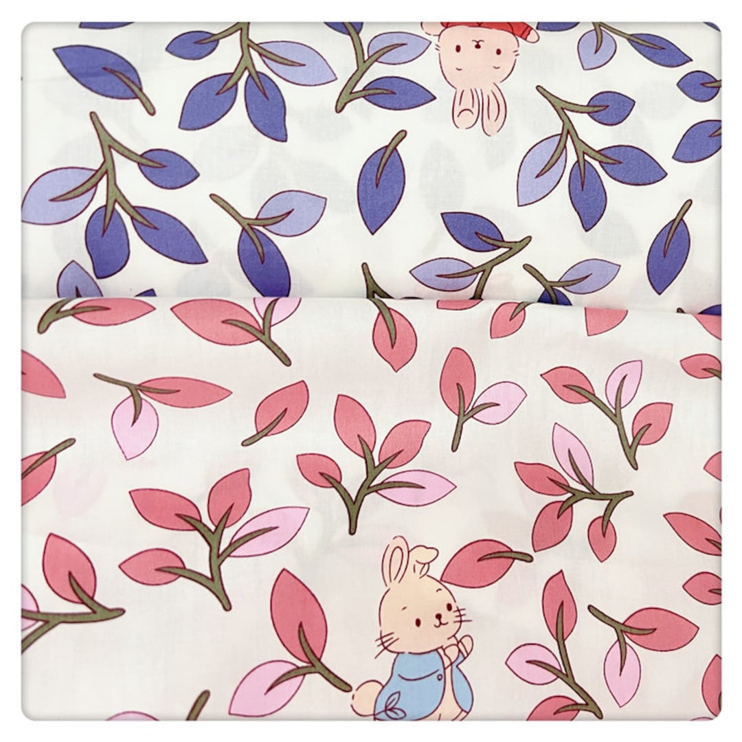 Cartoon Cotton Fabric Bunny & Floral for Kids Children- 1/2 Yards - Etsy