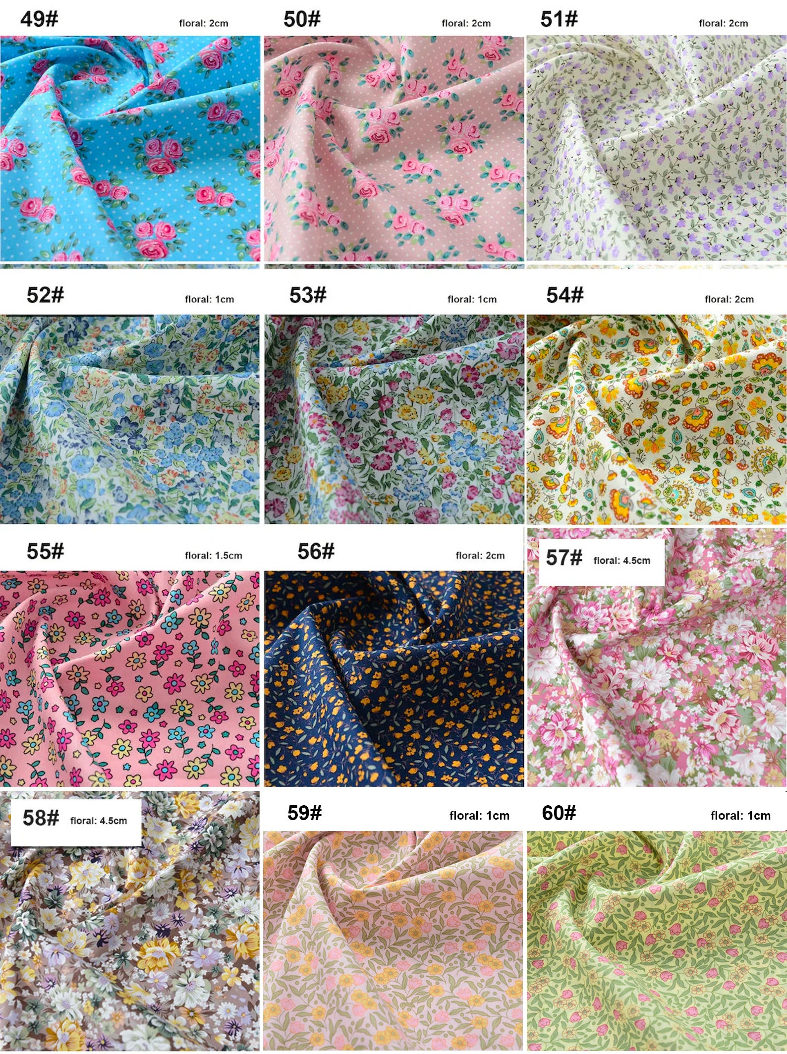 50 Styles Little Floral Cotton Fabric Shabby Flower Cotton - Etsy