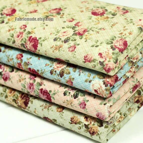 Flower Fabric/ Cotton Fabric/ Shabby chic/ Flower Cotton/ | Etsy