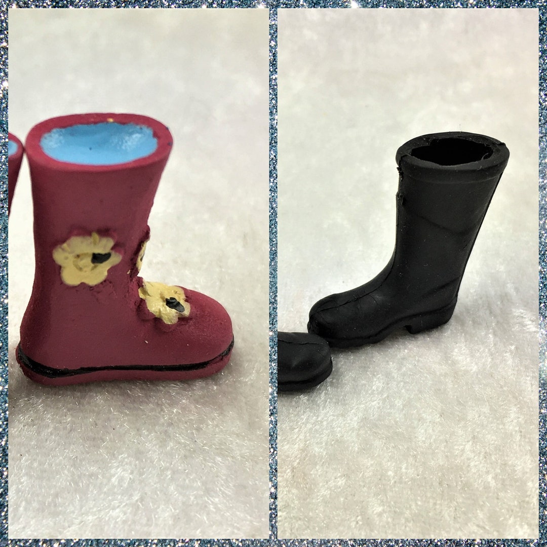 Black or Pink Rubber Boots in Miniature 1 to 12 - Etsy