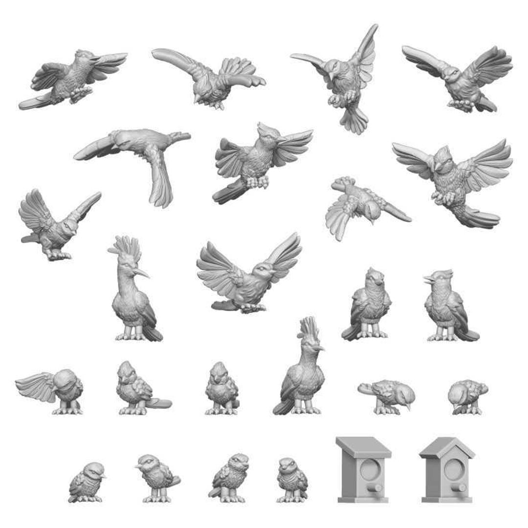 3D Print Set - Wild Birds Made of Resin for Model Making, Miniatures ...