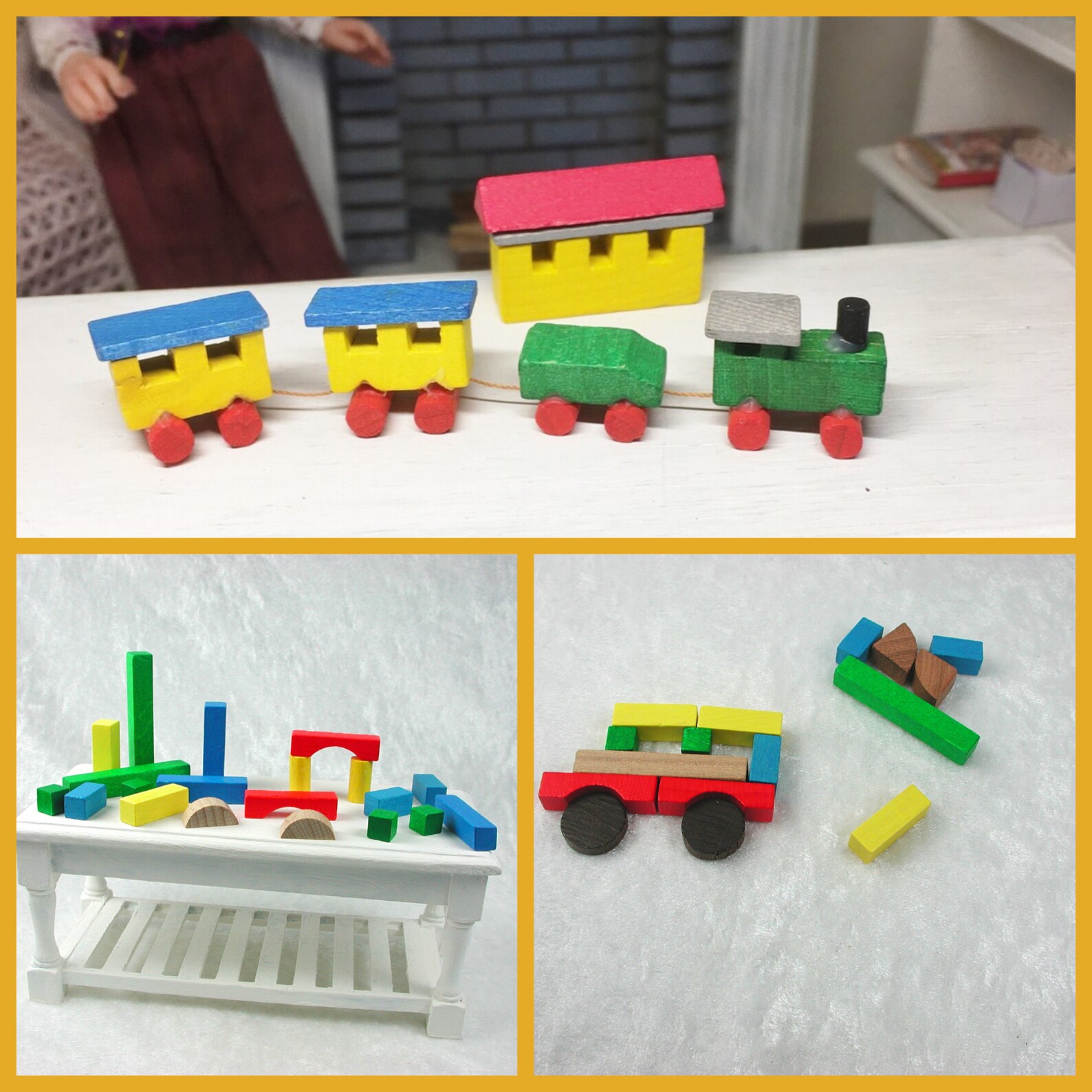 Railway With Station, Mini Block, Car Puzzle Wooden Art From the ...