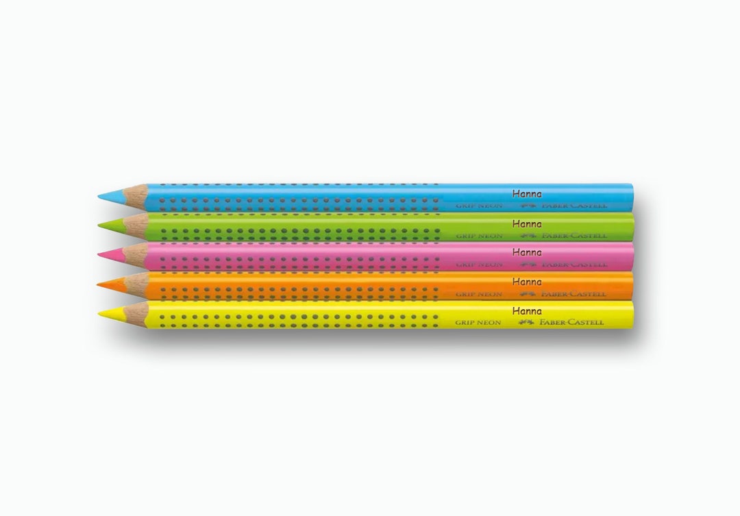 Faber-Castell, 5 Neon-Jumbo-Grip-Stifte mit Namen - Etsy.de