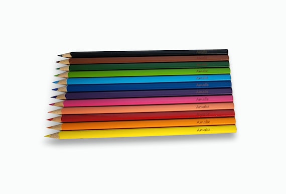 12 Color Pencils Customised With Name - Etsy