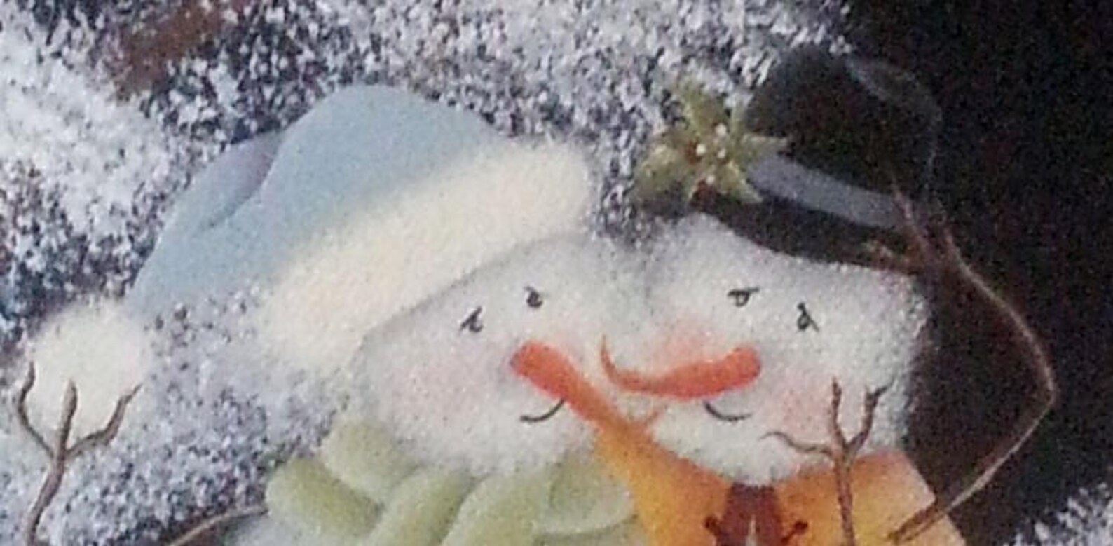 Always Kiss Me Goodnight Snowman Christmas Holiday Winter Tole Painting ...