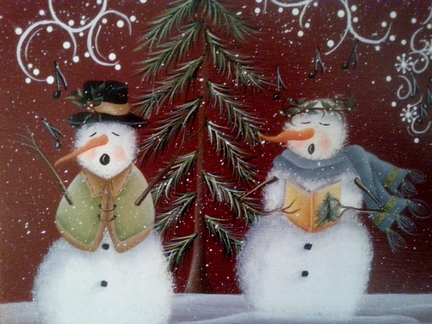 Singing Trio Snowman Christmas Holiday Winter Tole Painting Pattern ...