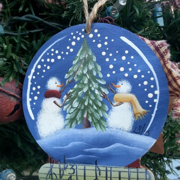 Tree Trimming Snowman Christmas Holiday Winter Tole Painting Pattern ...