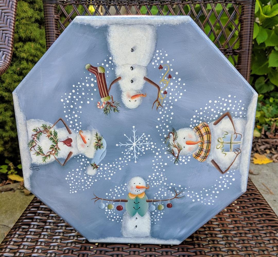 Lazy Susan Snowman Christmas Holiday Winter Tole Painting Pattern ...