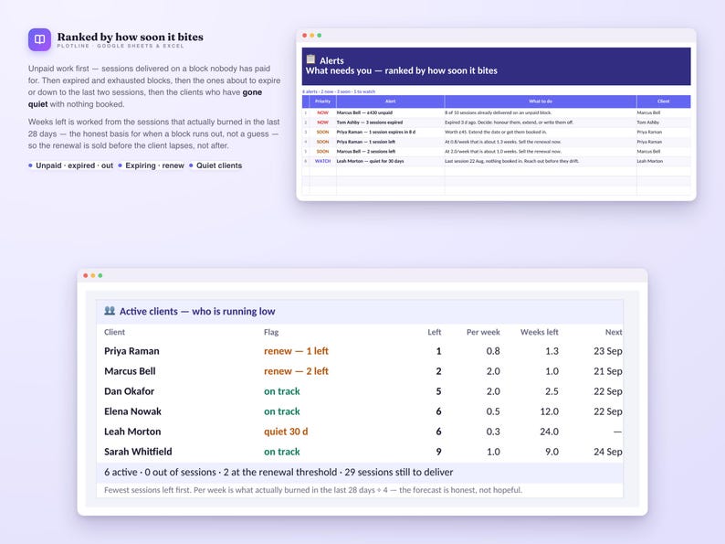 Personal Trainer Spreadsheet, Client & Session Package Tracker for ...