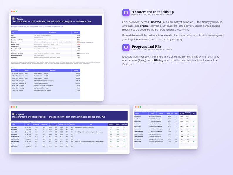 Personal Trainer Spreadsheet, Client & Session Package Tracker for ...