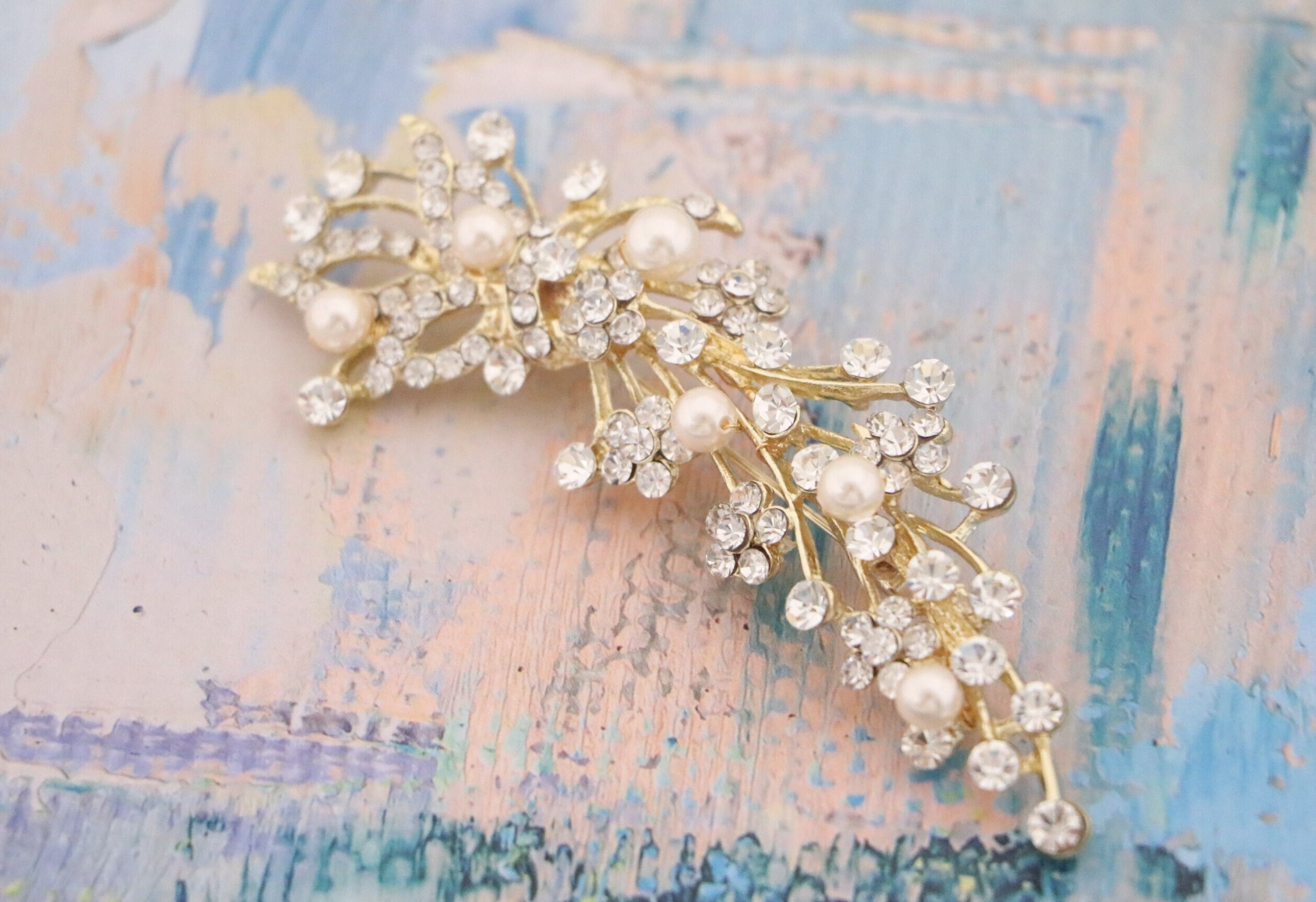 Gold Pearl Brooch Pins Wedding Dress Brooch Pins Bridal Jewelry Brooch ...