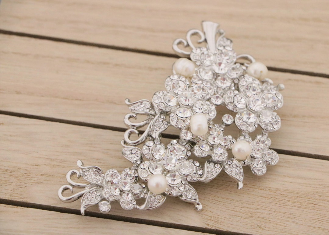 Rhinestone Brooch Pin Wedding Dress Jewelry Wedding Hair Brooch for ...
