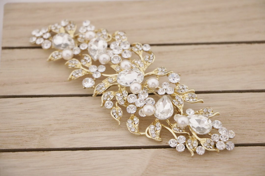 Rose Gold Wedding Brooch Pearl Rhinestone Bridal Pin Brooch Bridal ...
