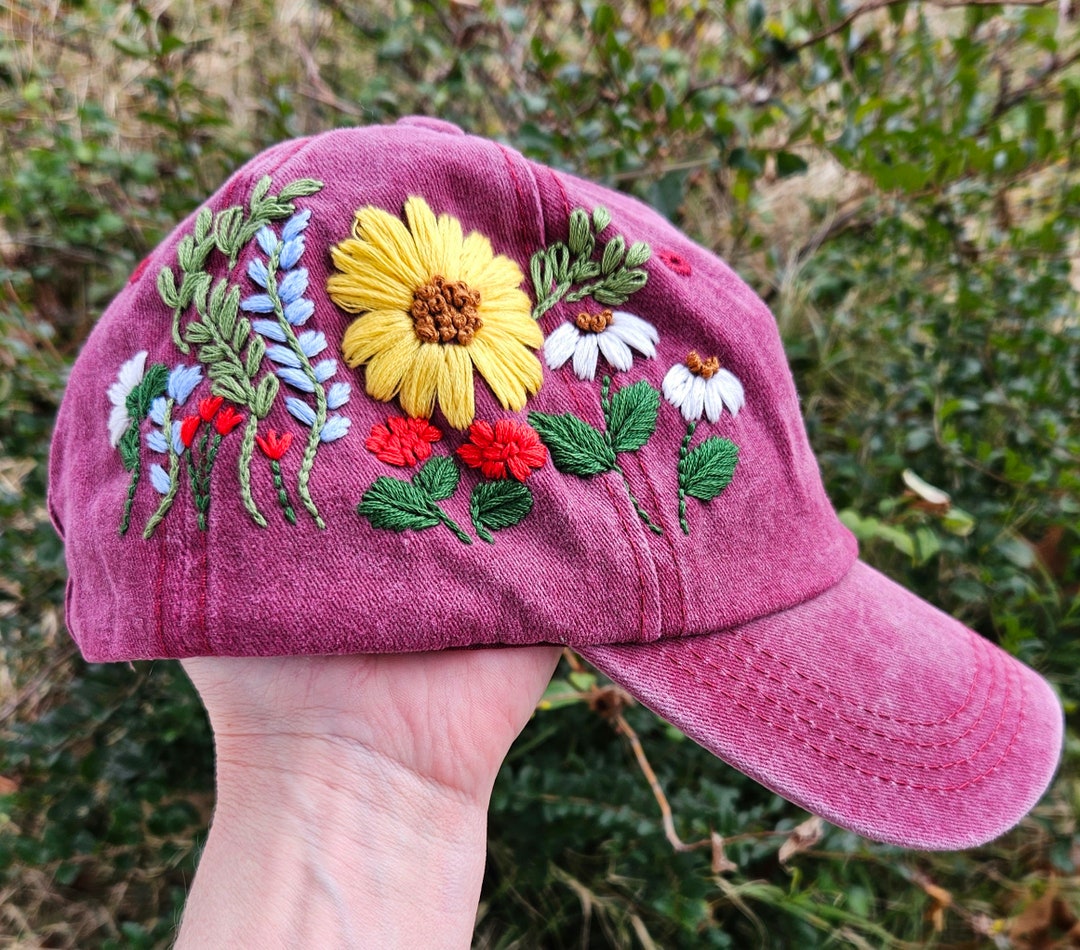 Hand Embroidered Cap - Etsy