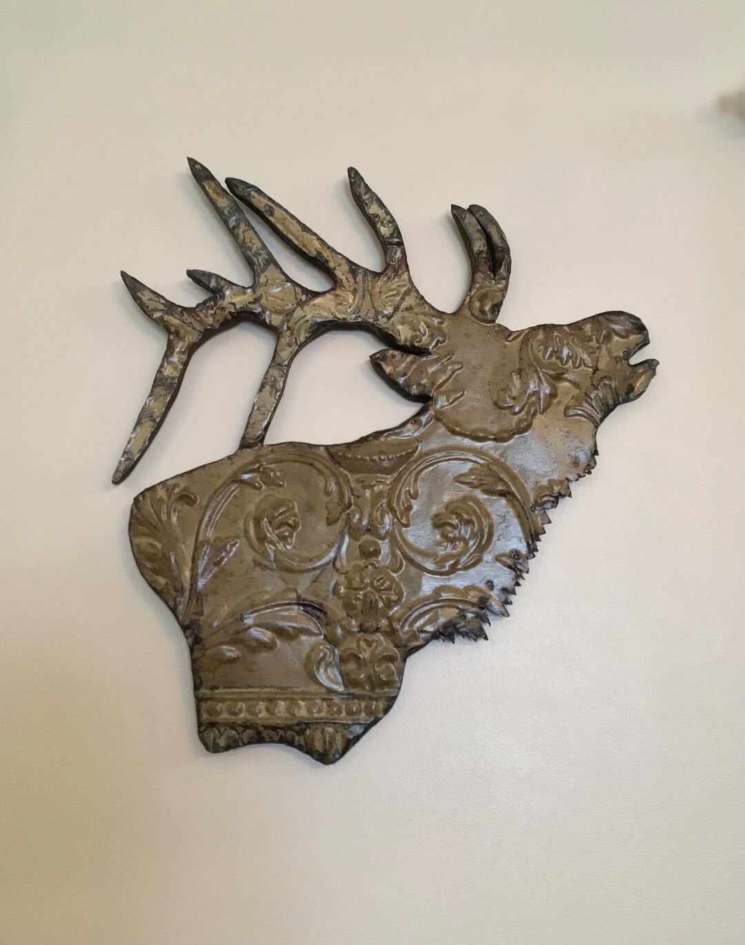 Elk Wall Hanging Designed With Beautiful Antique Tin Ceiling Tile - Etsy