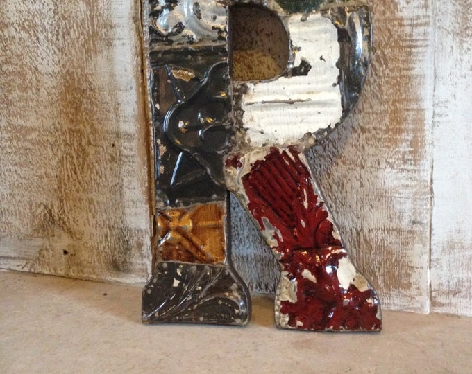 Patchwork Letter r Designed With Antique Tin Ceiling Tile - Etsy