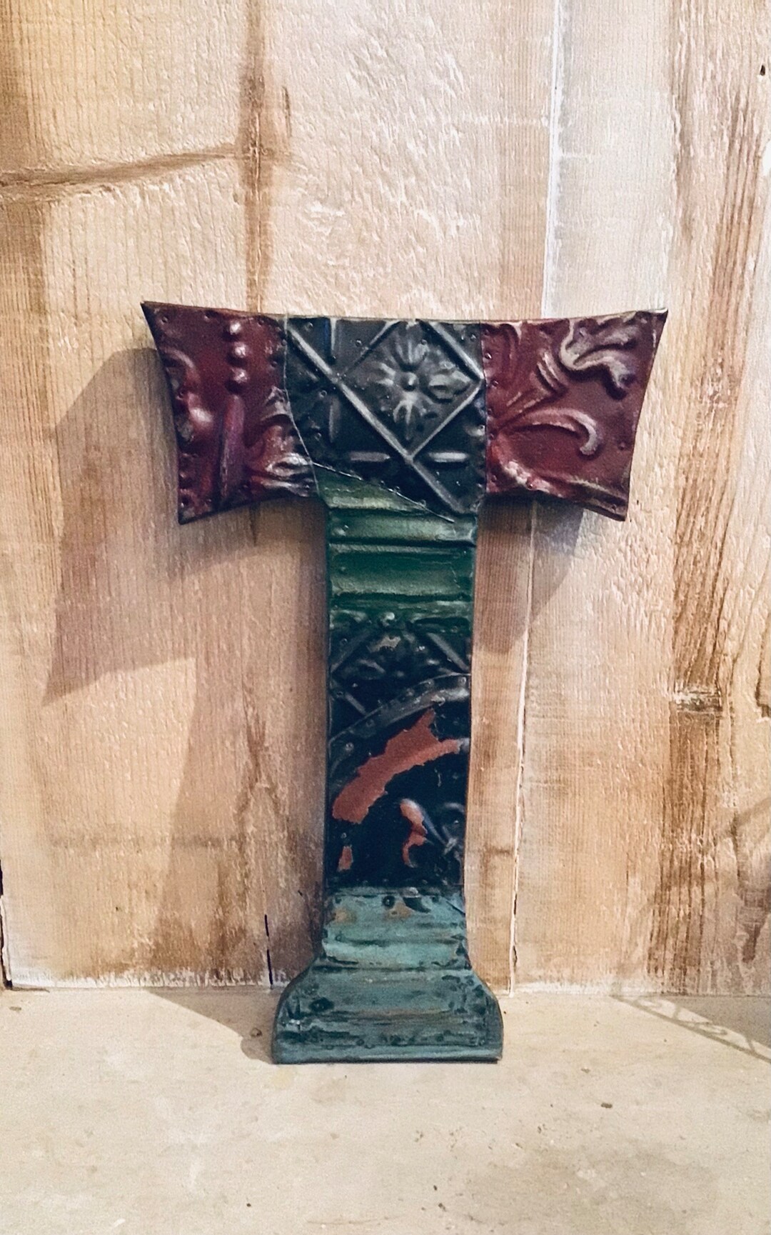 Letter T Designed With Antique Tin Ceiling Tile - Etsy