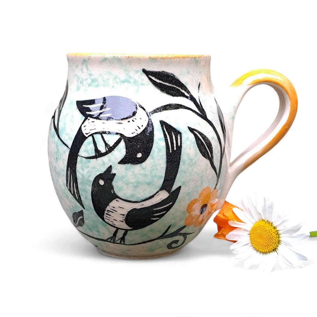 TWO MAGPIES MUG Two for Joy Magpies Mug Handmade Pottery Mug Handmade ...
