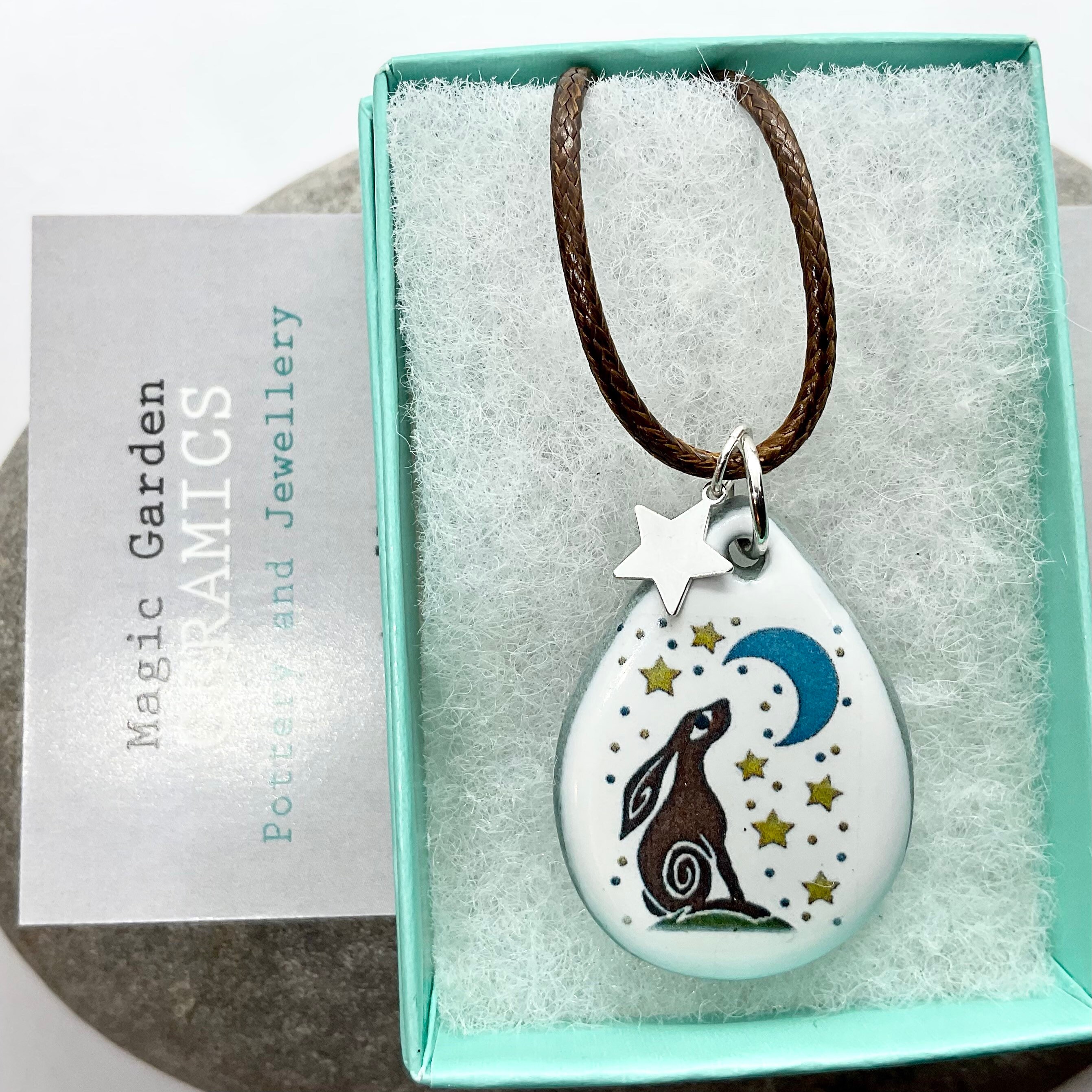 HARE PENDANT Handmade Ceramic Pendant Moon Gazing Hare | Etsy