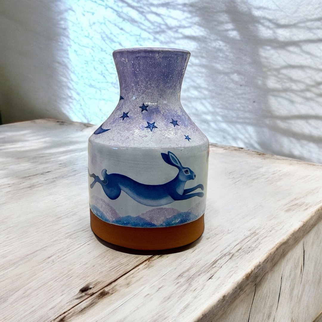 BLUE HARE VASE Handmade Pottery Hare Vase Terracotta Hare Pottery Hare ...