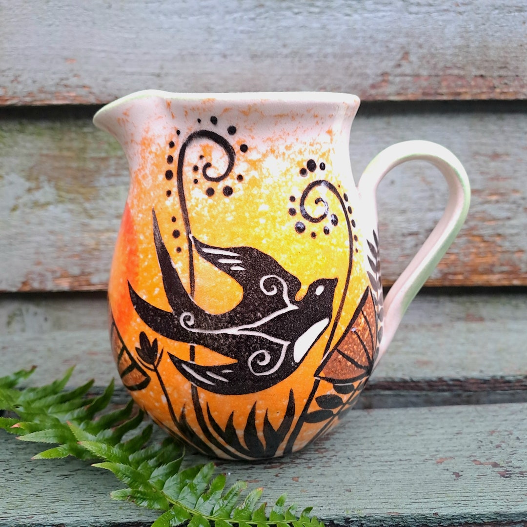 SUMMER SWALLOW JUG Handmade Pottery Jug Hand Painted Swallow Jug ...