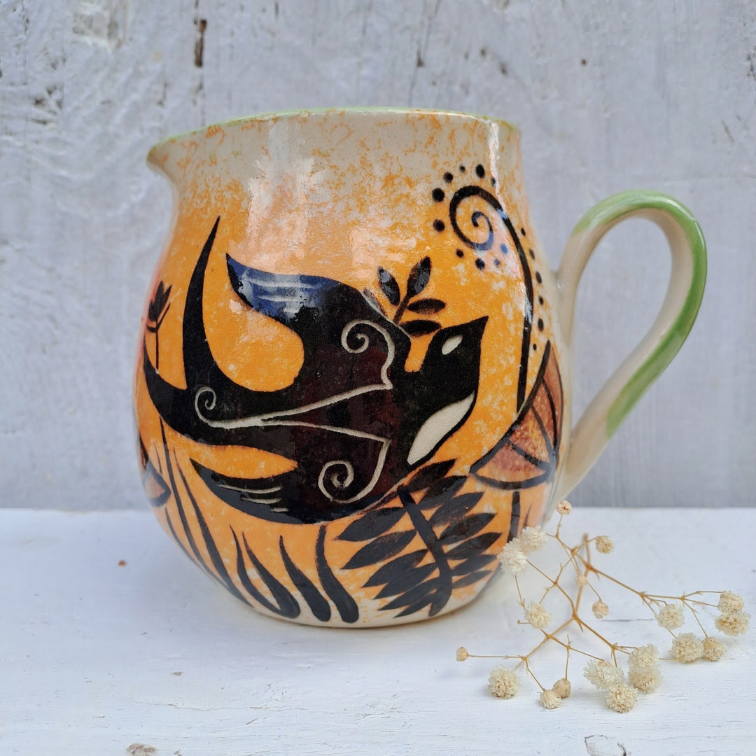 SUMMER SWALLOW JUG Handmade Pottery Jug Hand Painted Swallow Jug ...