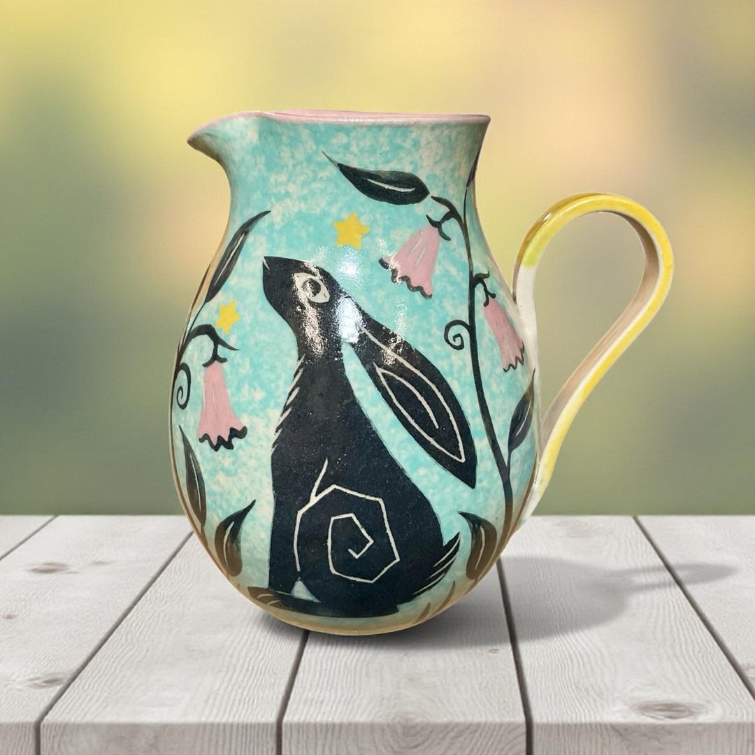 HARE JUG - Handmade Pottery Jug - Milk Jug - Hand Painted Hare - Moon ...