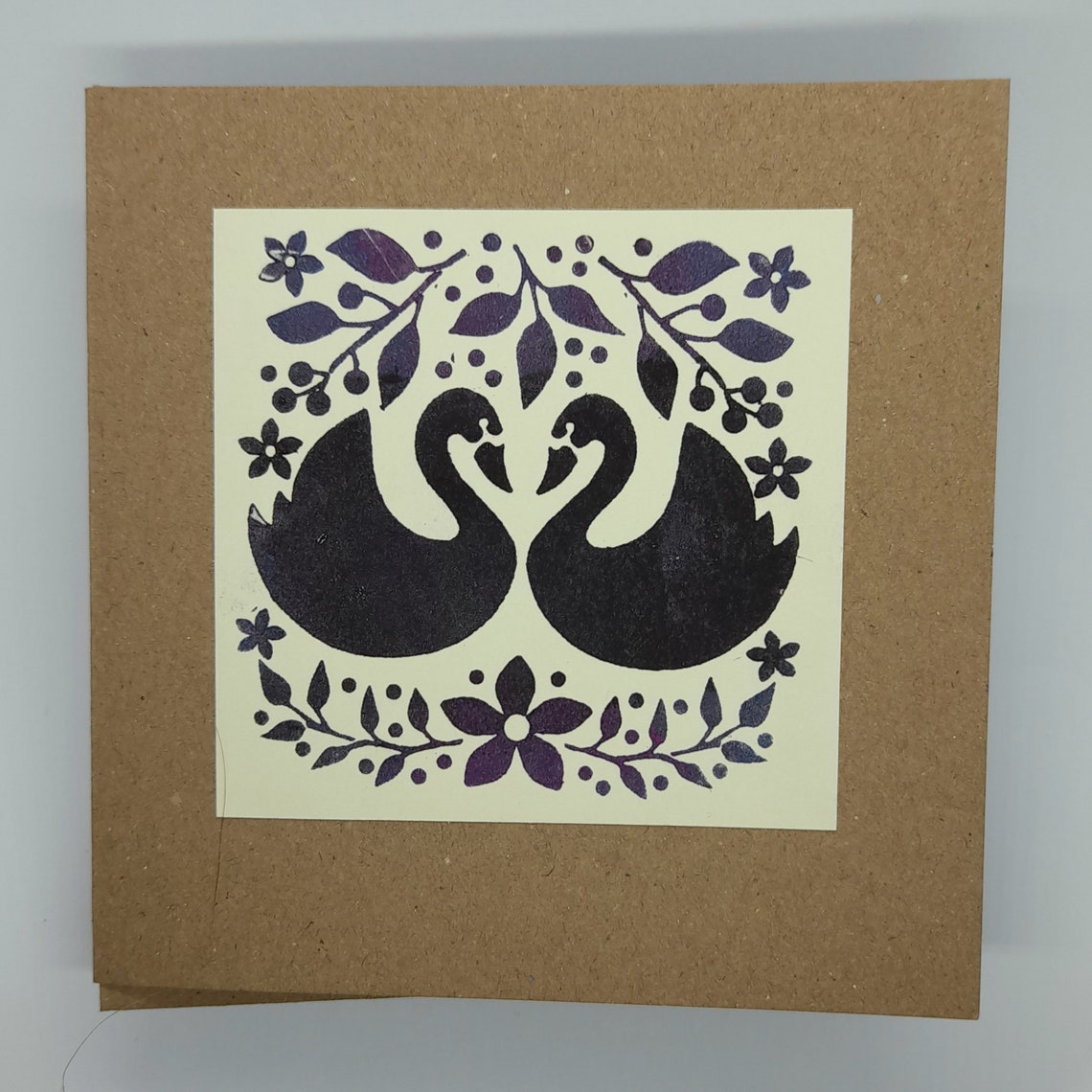 HAND PRINTED CARD Set 3 100% Recycled Kraft Card Original - Etsy