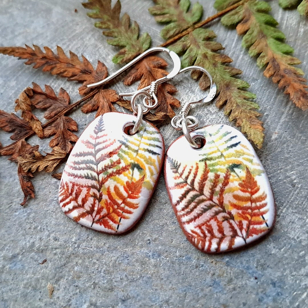 FERNS EARRINGS Handmade Ceramic Earrings Ceramic Jewellery Botanical ...