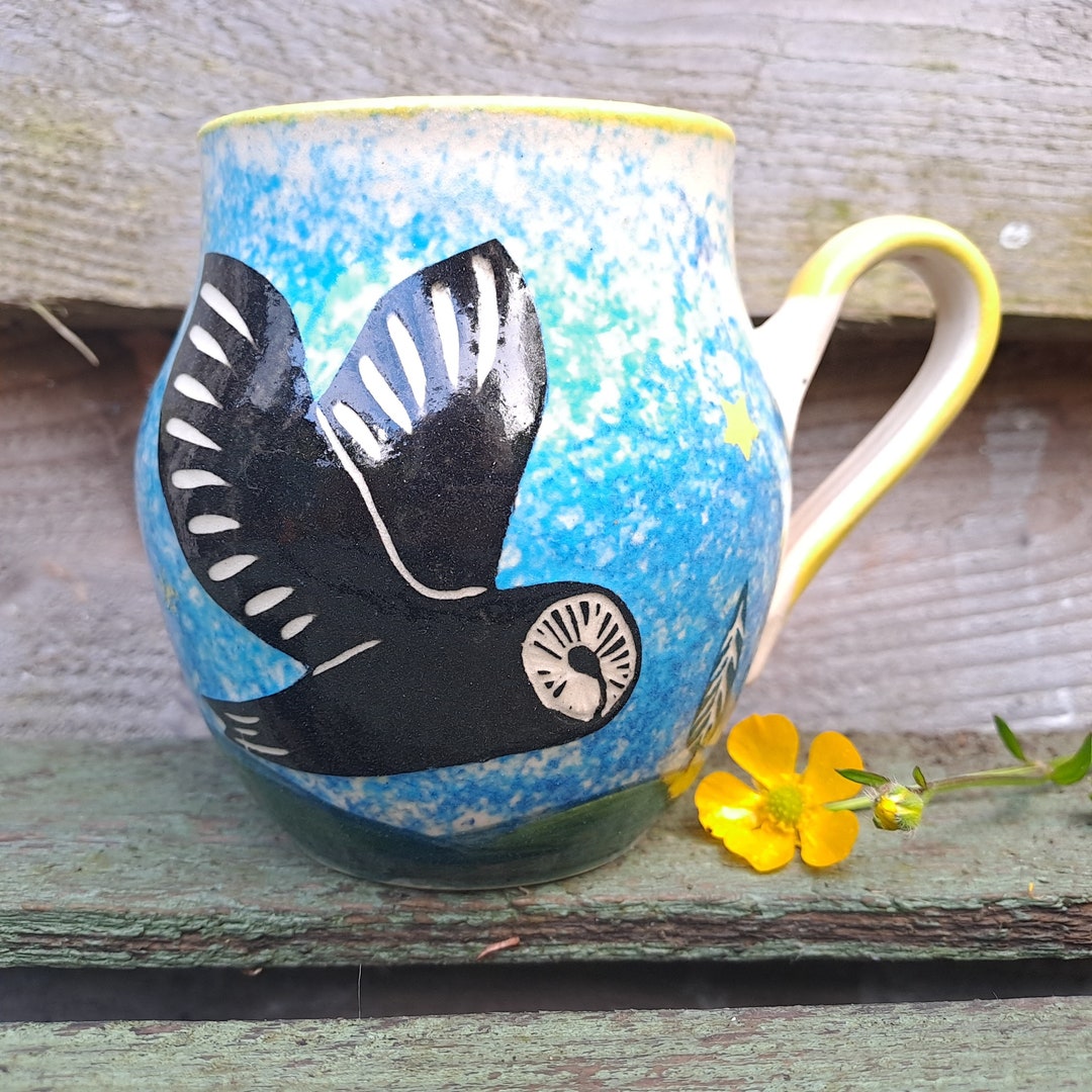 OWL CUDDLE MUG Handmade Pottery Mug Hand Painted Owl Mug Handmade in ...