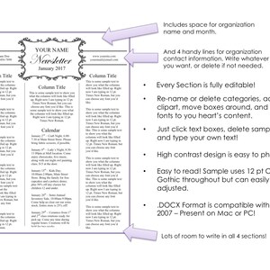 Newsletter Template for Microsoft Word - Elegant - EDITABLE - Instant ...