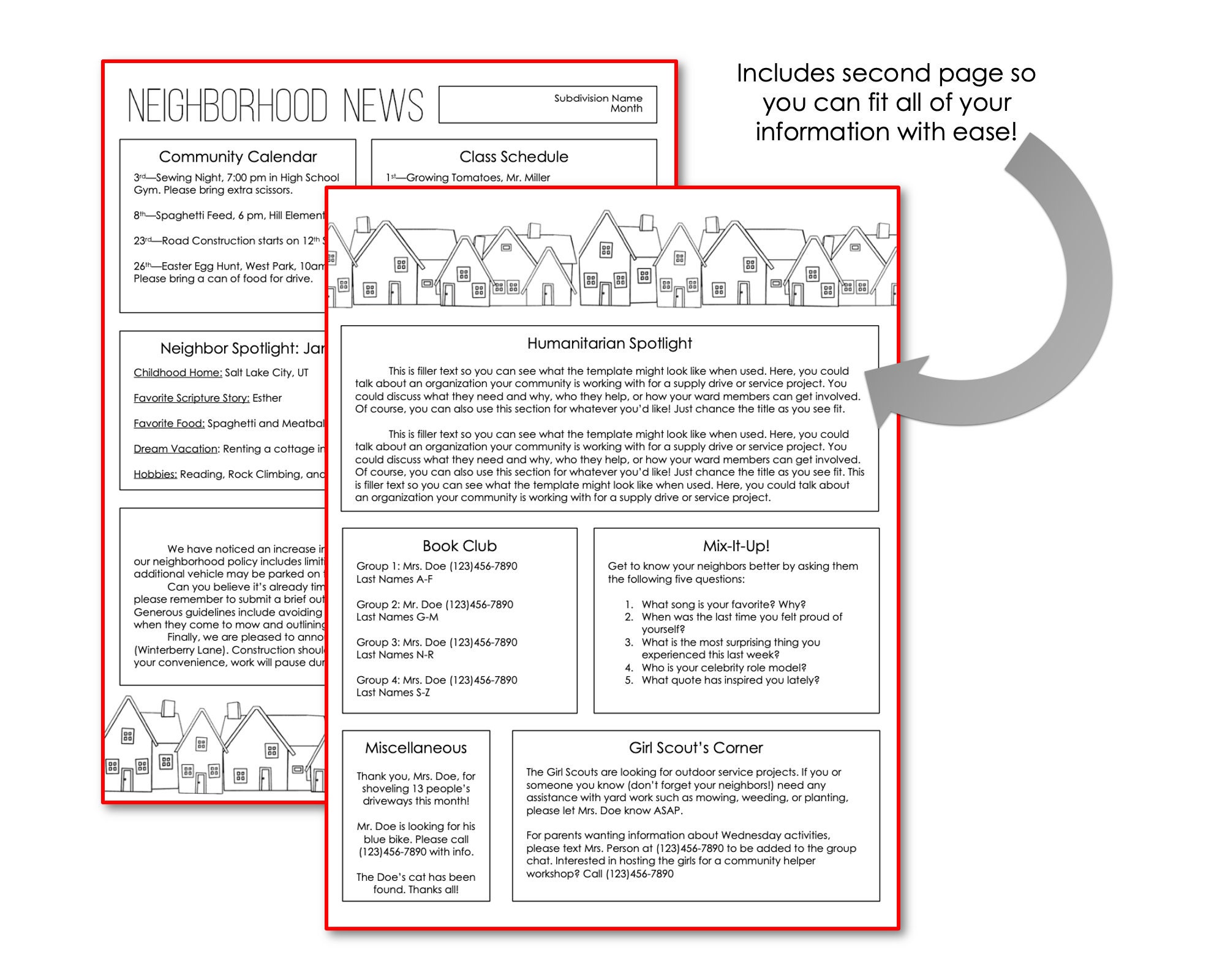 2 Page Newsletter Template for Microsoft Word - Neighborhood ...