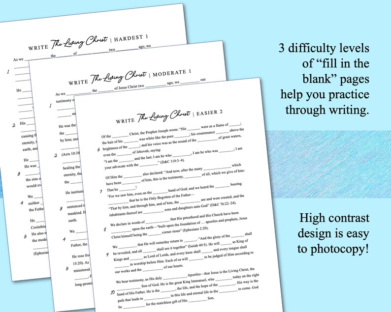 The Living Christ Memorizing Helps and Tracker - Printable - LDS ...