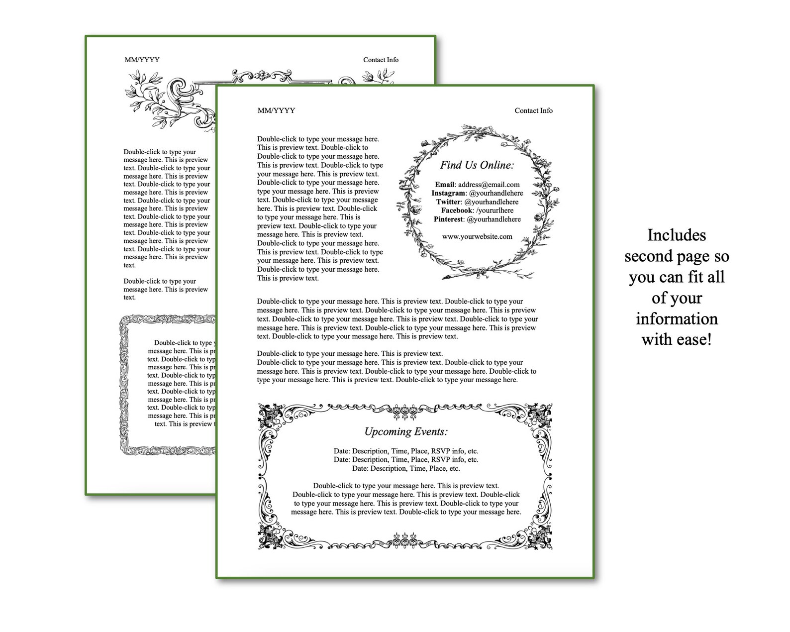 Editable Newsletter Template For Microsoft Word Instant Etsy