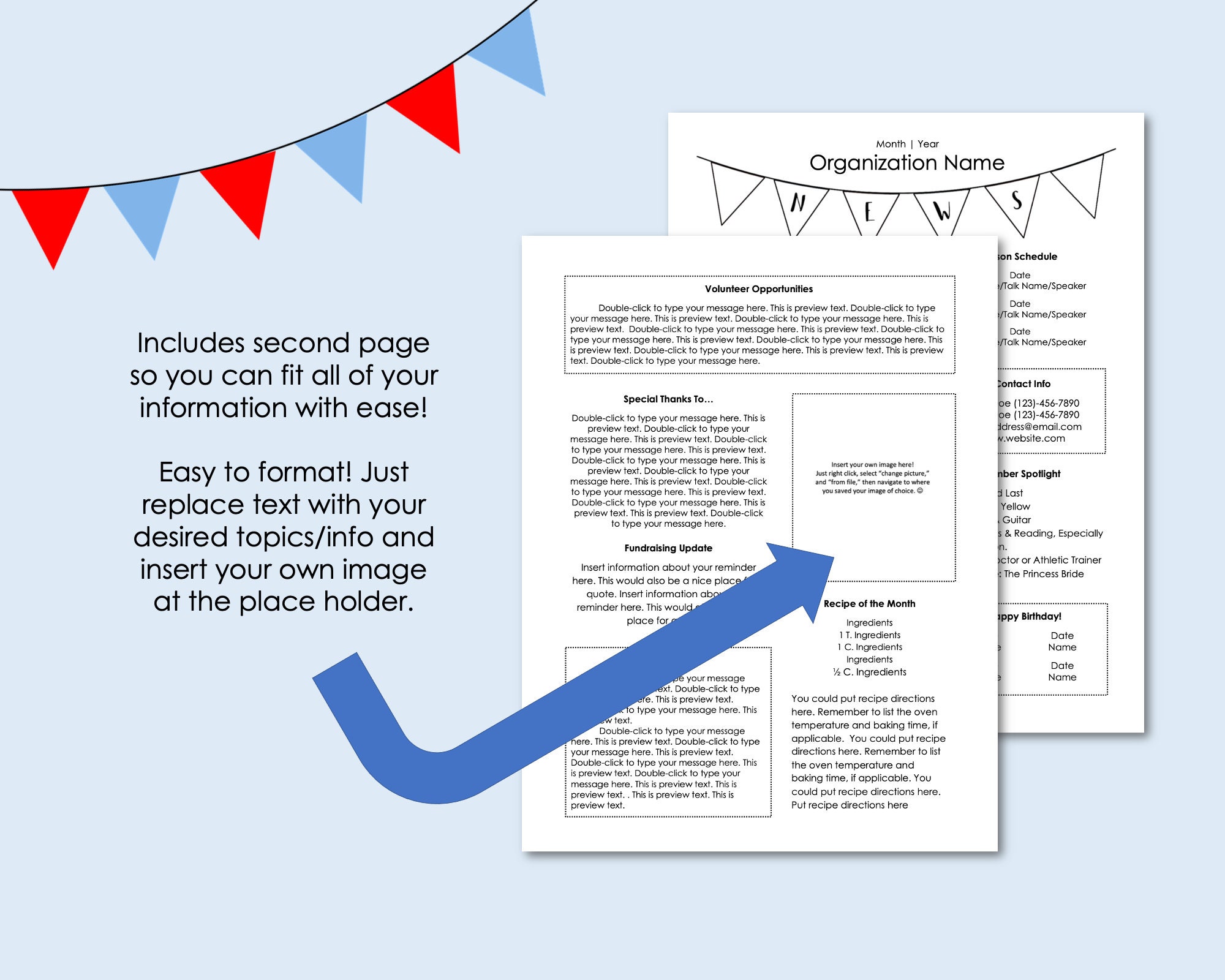 Newsletter Template Editable in Microsoft Word - Instant Download ...