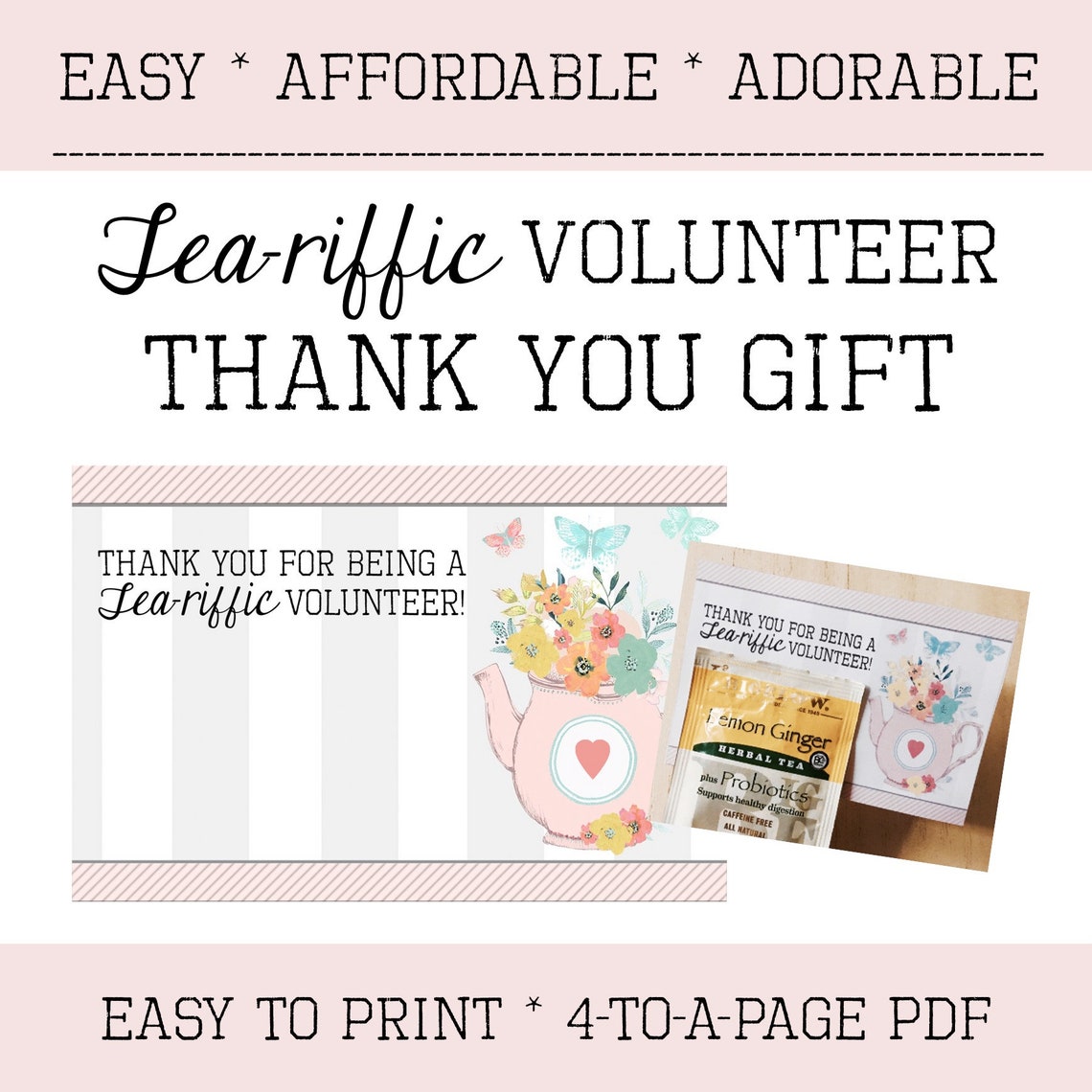 Volunteer Thank You Gift Tag Tea Volunteer Appreciation Instant ...