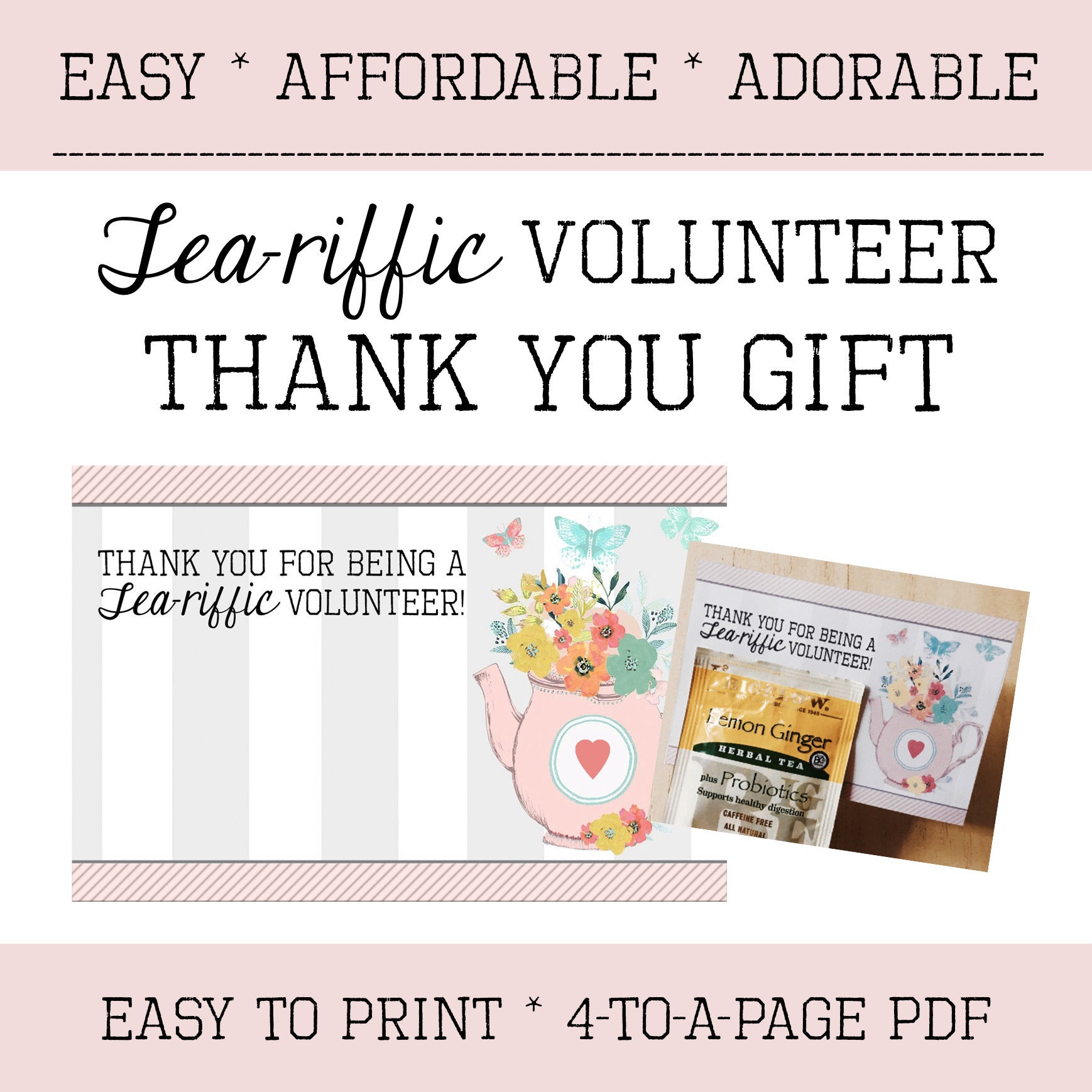 Volunteer Thank You Gift Tag - Tea - Volunteer Appreciation - Instant ...